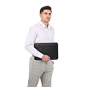 MOSISO Laptop Sleeve Compatible with MacBook Air/Pro, 13-13.3 inch Notebook, Compatible with MacBook Pro 14 inch 2023-2021 A2779 M2 A2442 M1, Polyester Bag with Front Horizontal&Vertical Pockets,Black