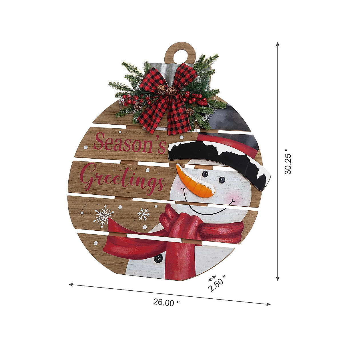 Glitzhome Lighted Outdoor Christmas Wooden Porch Sign with Timer 6 Hours On /18 Hours Off,12LED Lights Christmas Snowman Porch Sign for Outside Decor "Season's Greetings" with Display Leg & Hang Hole