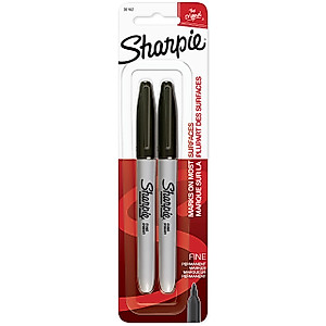 Sharpie 30162PP Permanent Markers, Fine Point, Black, 2 Count
