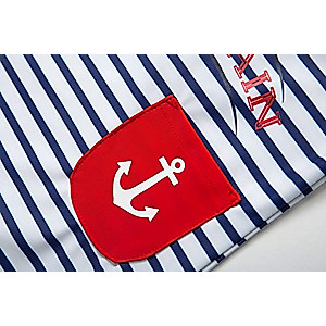 BONVERANO Kids UPF 50+ Sun Protection S/S One Piece Zip Sun Suit with Sun Hat (12-18 Months, Captain)