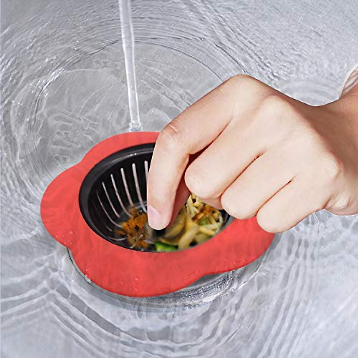 KUFUNG Sink Strainer, Basket Stainless Steel Bathroom Sink, Utility, Slop, Kitchen and Lavatory Sink Drain Strainer Hair Catcher (Red)…