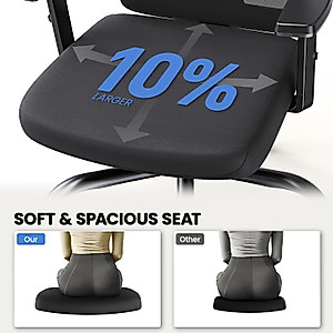 NOBLEWELL Office Chair Ergonomic Office Chair with Large Seat, Lumbar Support Computer Chair, Desk Chair with Adjustable Headrest, Armrest