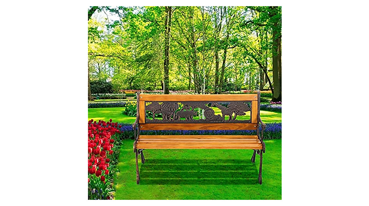 Cute Animal Metal Patio Bench for Kids - Outdoor Garden Seating