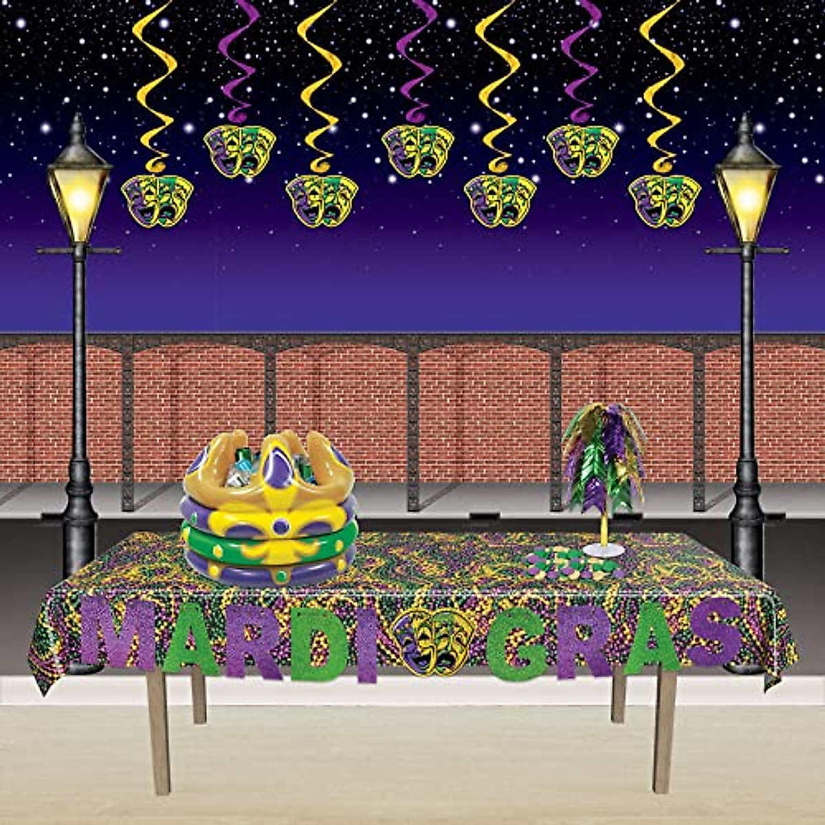 Beistle 2 Piece Jointed Cardstock Paper Lamppost Cut Outs Mardi Gras Decorations Christmas Party Supplies Fake Street Light Home Wall Decor, Black/Yellow/White