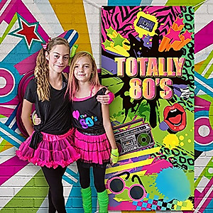Totally 80's Door Cover, Large Fabric 80's Hip Hop Sign Graffiti Backdrop, 80's Party Retro Decoration Banner for 80's Theme Party Supplies Favors, 78.7 x 35.4 Inches