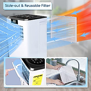 Aigostar Portable Air Conditioners, 10000 BTU（6500 BTU SACC）Smart 4-in-1 Dehumidifier, Fan, AC Unit, WIFI App & Remote Control, Compatible with Alexa & Google Assistant, 24H Timer, Window Kit, White