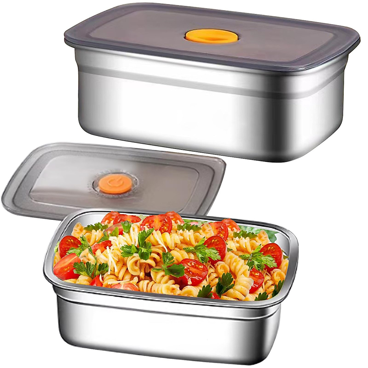 TRBIDRBO 2 PCSFood Storage Containers with Lids Airtight (2 Containers & 2 Lids), Leak proof Storage Box Meat Container for Fridge Nestable Dishwasher Freezer Safe