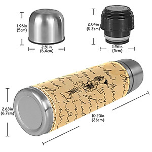 Stainless Steel Leather Vacuum Insulated Mug Envelope Thermos Water Bottle for Hot and Cold Drinks Kids Adults 16 Oz