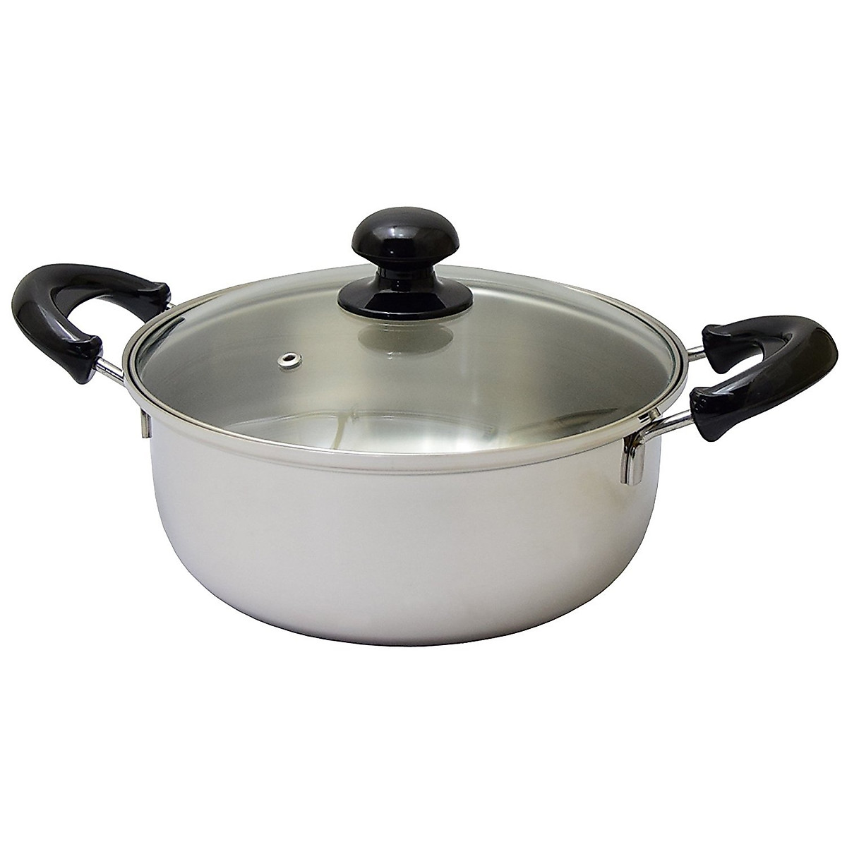 Takagi Glass Lid, Stainless Steel, Three-Layer Steel, Two-Handled Pot, 8.7 inches (22 cm), Made in Japan