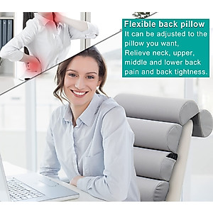 Lumbar Support Pillow for Office Chair,Computer/Desk Chair/Couch,Back Support Pillow Adjustable,Breathable Mesh Cover,Patented 6-fold semicircular Back Cushion Hanging on Office Chair,Medium Soft