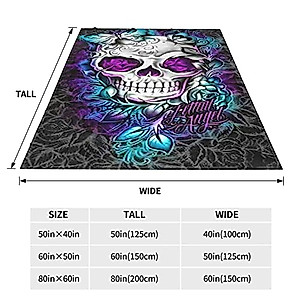 Butterfly Sugar Skull Blanket,Cool Skull Fleece Throw Blanket,Ultra Soft Sherpa Blankets Warm Fuzzy Cozy Plush Blankets Air Conditioning Blanket for Halloween Bed Couch Sofa 50"X40"