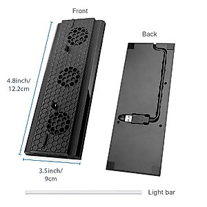 TNP Vertical Stand Cooling Fan for Xbox One X Stand with Fan and Charging Station, USB Powered Game Storage Tower with 3 Speed Adjustable Cooling Fans, 3 USB 2.0 Charging Port and LED Light Bar