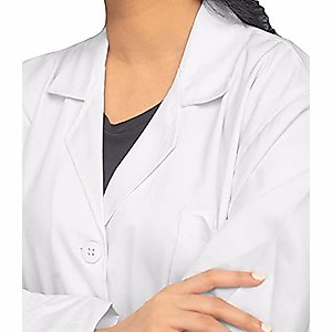 Oakias Cotton Blend Lab Coat for Women, Long Sleeve, 3 Pockets Long Professional Lab Coat, White (S-XL)