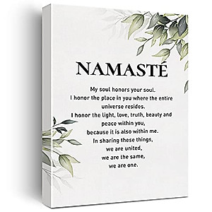 Yoga Canvas Wall Art Inspirational Namaste Definition Canvas Print Positive Meditation Canvas Painting Home Bedroom Wall Decor Framed Gift 12x15 Inch