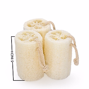 HUMINA Hot Bath Supplies Loofah,Natural Loofah Sponge Bath Body Exfoliation Natural Loofah 3 Pack of 5 inch