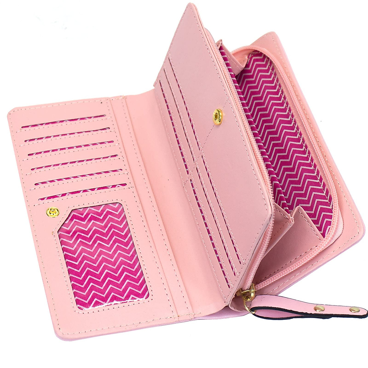 Valentoria® Birthday Gifts for Women's Mini Faux Leather Bifold 3 Cat Design Clutch Wallet(Long Pink)