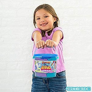 SLIMYSAND Bucket - 5 Pounds of Slimy Sand in 3 Colors (Blue, Green, Purple) - Cotton Candy Sand Play Set with 3 Molds and Reusable Bucket for Storage - Super Stretchy & Moldable Cloud Slime