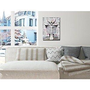 GUGIKA Highland Cow Canvas Wall Art for Bathroom, Funny Graffiti Bedroom Wall Decor, Black and White Painting for Living Room, Restroom Picture, 12x16 Inch