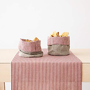 LinenMe Red Striped Linen Cotton Jazz Basket, Produced in Europe, 15 x 20cm