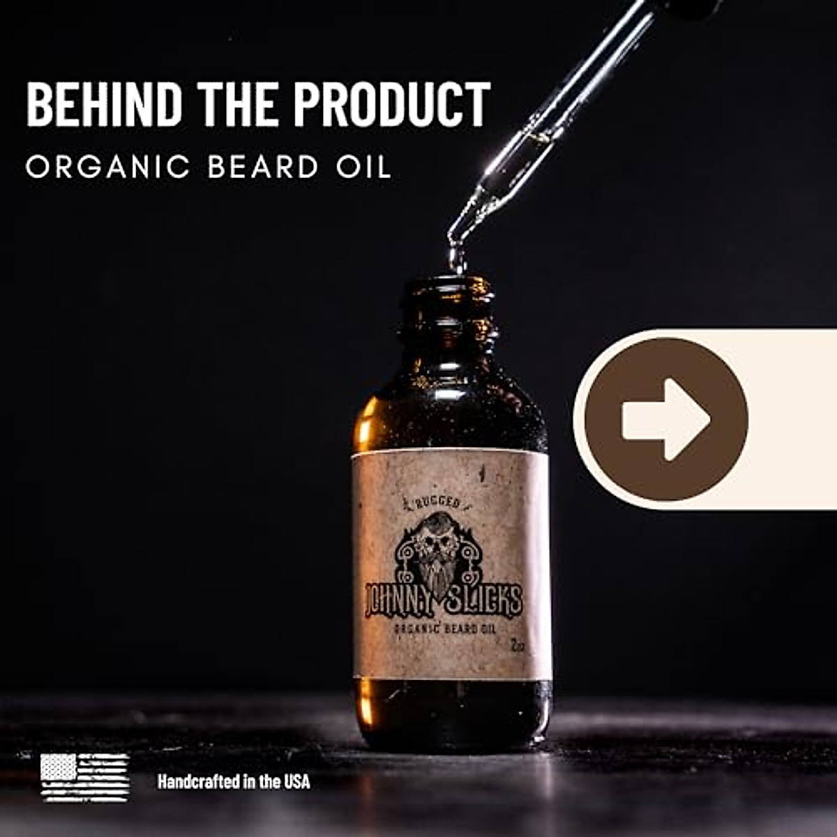 Johnny Slicks Organic Beard Oil | Moisturize, Soften, Promote Hair Growth, Reduce Itch (US Made, Veteran Owned Handcrafted with Clean Ingredients), Rugged
