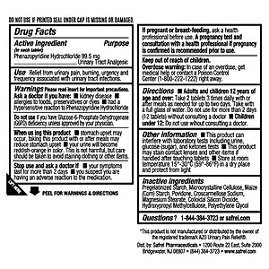 Safrel Urinary Pain Relief | UTI Relief | Fast Acting | Bladder Discomfort & Pain Relief | Phenazopyridine Hydrochloride 99.5mg (28 Count (Pack of 1))