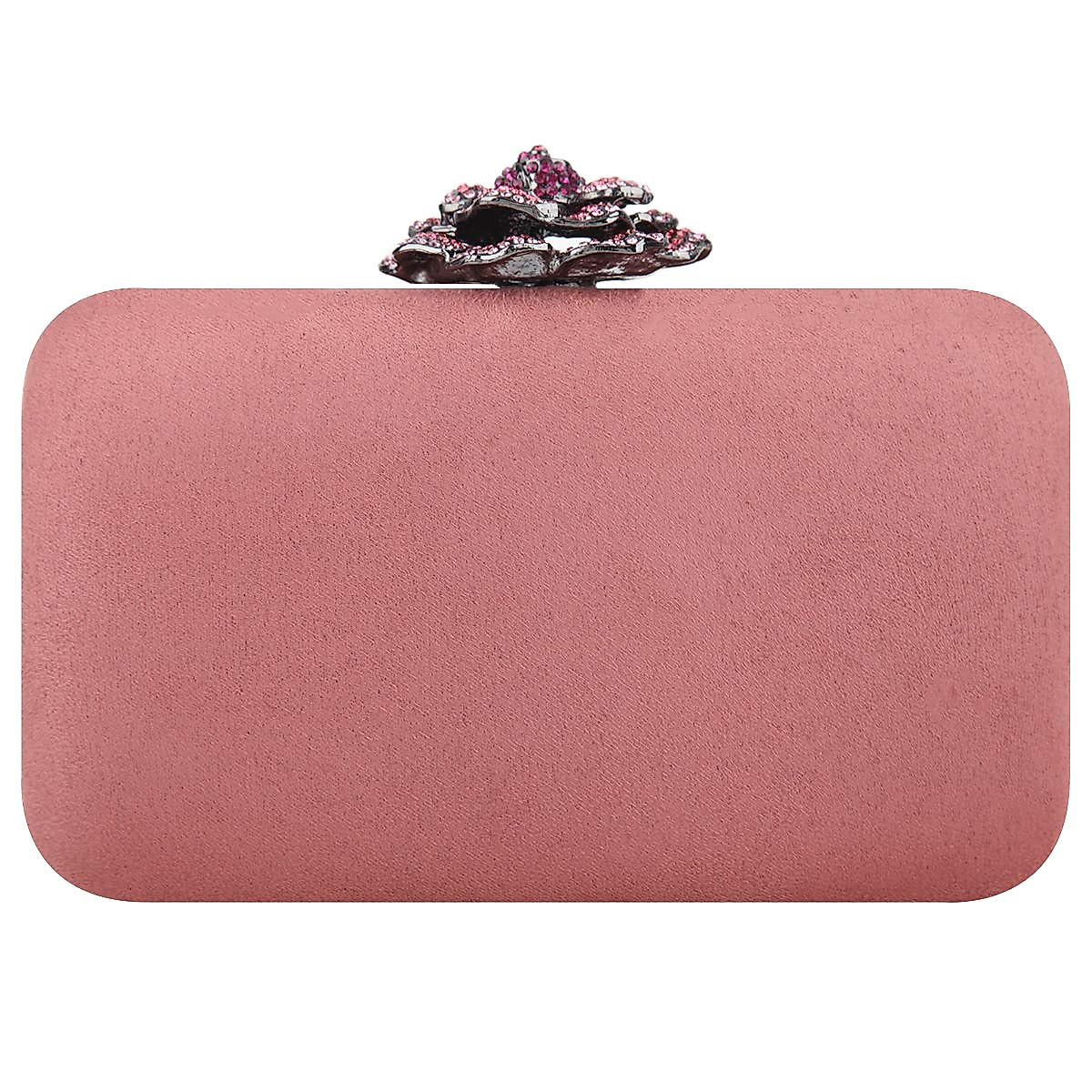 Fawziya Evening Clutch Bling Rhinestone Rose Velvet Novelty Medium Purses For Women Formall-Pink