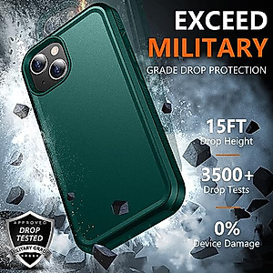 SPIDERCASE for iPhone 14 Case, [15 FT Military Grade Drop Protection][Non-Slip] [2+Tempered Glass Screen Protectors][2+Tempered Camera Lens Protectors] Heavy Duty Shockproof Case, Dark Green