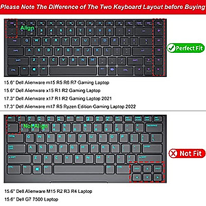 Keyboard Cover Skin for Dell Alienware m17 R5, Alienware m15 R7, Alienware M16 R1, Alienware x15 R1 R2 15.6" & x17 R1 R2 17.3", Alienware m15 R5 R6 R7 15.6", Dell G16 7630 7620 Gaming Laptop, TPU