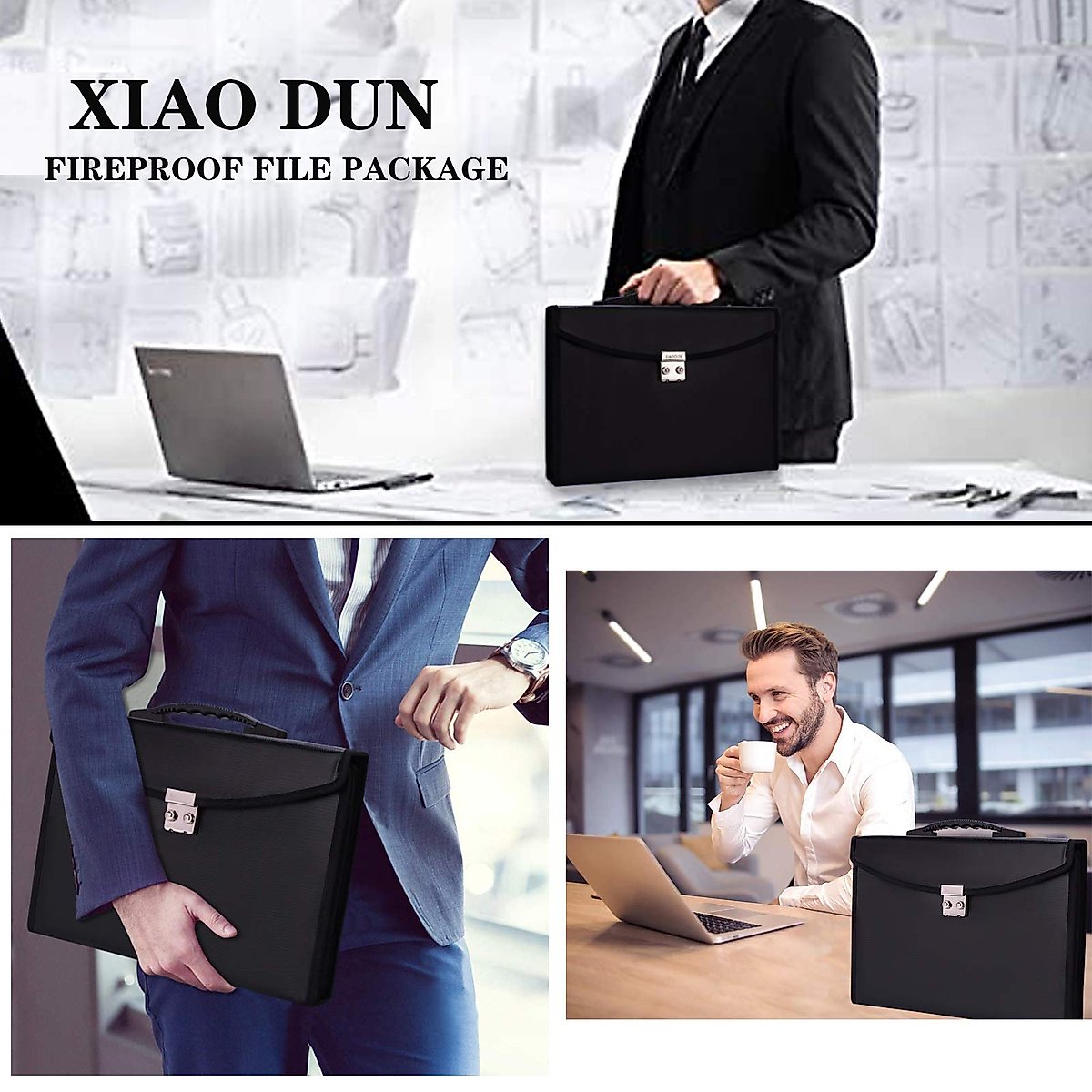 Fireproof Waterproof Document Bag 24 Pockets Expanding File Folder/Accordian File Organizer with Expandable Cover/Portable Lock Code A4 Letter Size File Box,Travel File Organizer