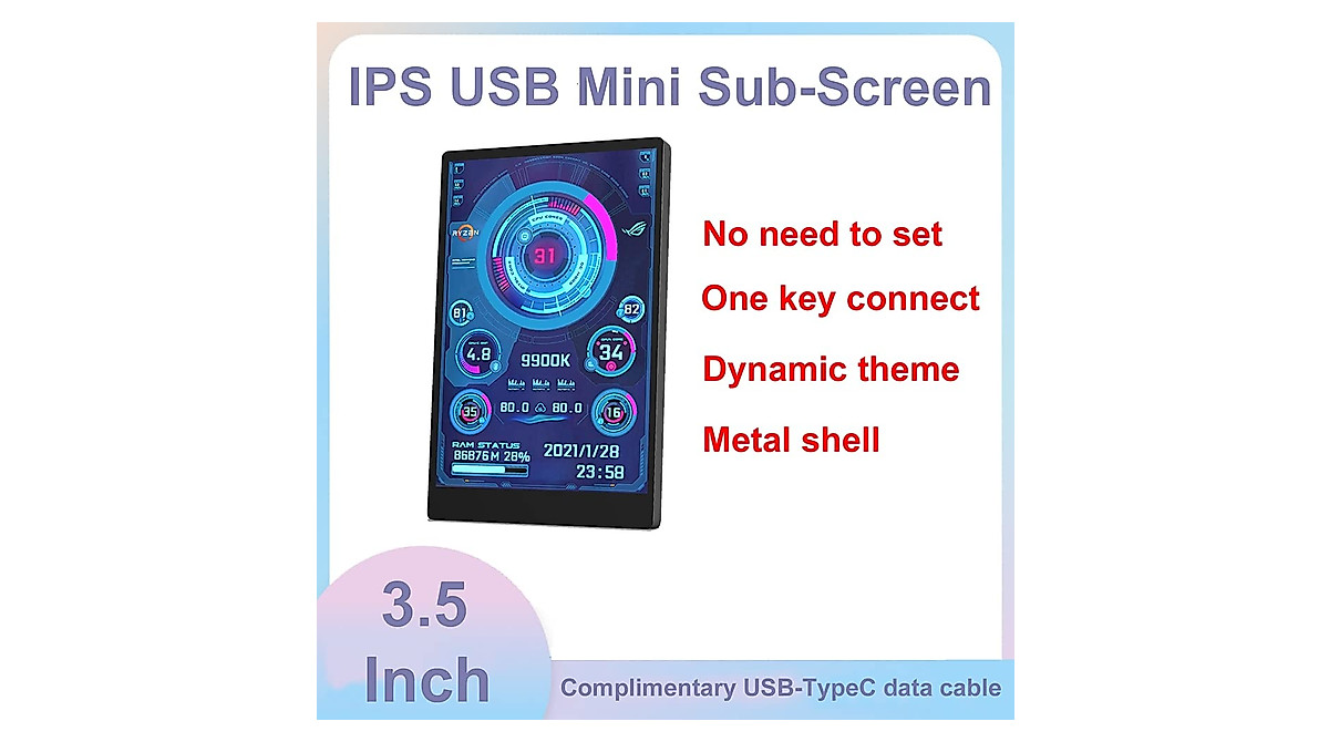 EDIY 3.5 Inch USB Mini Screen for PC Monitoring and Data Display