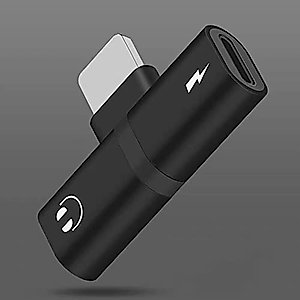 2 in 1 Charger Calling Adapter for iPhone 7 8 Plus X XS MAX XR Connector Splitter Audio Converter Support Charging Calling (Black)
