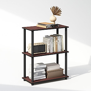 Furinno Turn-N-Tube 3-Tier Multipurpose Compact Bookcase, Dark Cherry