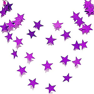 Lacheln Star Party Decorations Birthday Baby Shower Christmas Hanging Paper Garland (Glitter Purple,26 Feet)