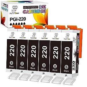 Miss Deer Compatible Ink Cartridge Replacement for Canon PGI-220 Black,Work with MX860 MX870 MP560 MP620 MP640 MP980 MP990 IP3600 IP4600 iP4700 Printer (Large Black, 6 Pack)