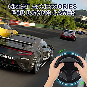 GEEKLIN Steering Wheel for Wii Controller, 2 pcs Black Racing Wheel Compatible with Mario Kart, Game Controller Wheel for Nintendo Wii Remote Game