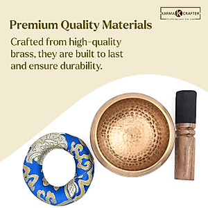 Tibetan Singing Bowl Set - 4.5” inches Sound Bowl Meditation Set - Meditation Bowl with Random Cushion and Mallet - Cuencos Tibetanos for Sound Bath and Healing