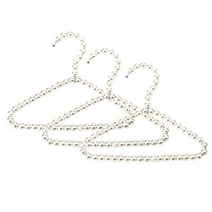 Ipetboom 3 Pcs Pearl Beads Clothes Hangers Pet Clothes Hangers Faux Pearl Baby Hangers Dog Costume Hangers Dress Coat Hangers Clothes Drying Rack for Kids Children Pet Dog White