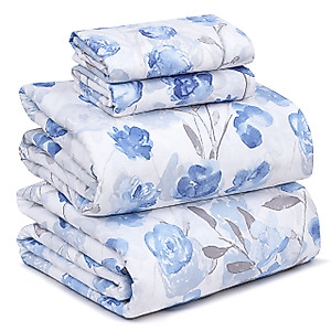 RUVANTI 100% Cotton Sheets - Crispy Cooling Percale Sheets for Full Size Bed, Breathable & Durable Full Sheet Set, 16 Inches Deep Pocket Bed Sheets, Monotones, 4 Pieces