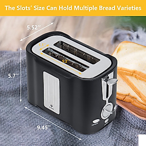 VIGIND 2 Slice Wide Slot Toaster Oven,Stainless Steel Bagel Bread Toaster with 7 Browning Levels and 3 Buttons of Cancel,Defrost and Reheat Functions