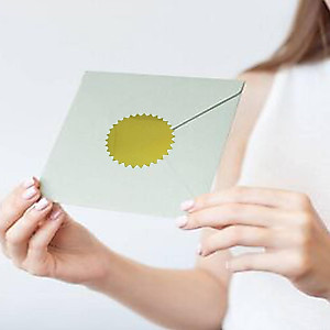 2" Gold Foil Blank Notary Certificate Wafer Medal Seals Labels/Envelope Package Seals Serrated Edge Color Coding Awards Legal Embossing Stickers (300 per roll