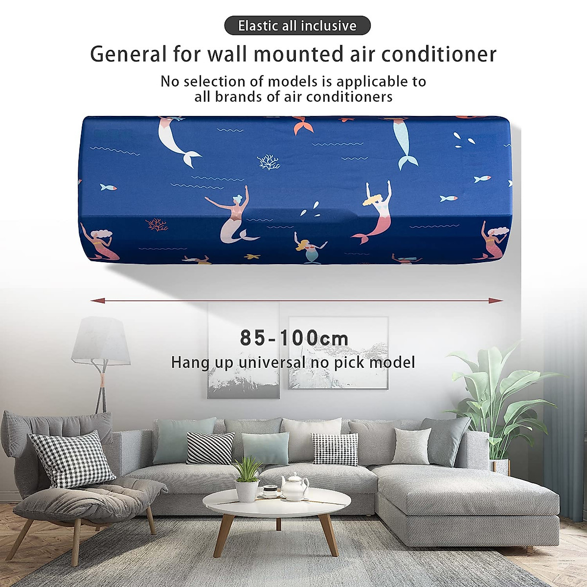 Air Conditioner Cover, Air Conditioner Indoor Unit Cover, Air Conditioner Indoor Unit Dust Cover, Decorative Cover with Elastic for All Air Conditioner Indoor Units (MRU)