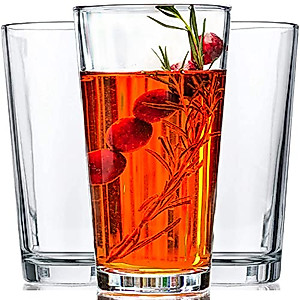 Drinking Glasses - Set of 10 - 16oz. Margarita Glasses Glass Cups - Dishwasher Safe Cocktail glasses - Clear Heavy Base Tall Beer Glasses, Water Glasses, Bar Glass, Wine, Juice, Iced Tea