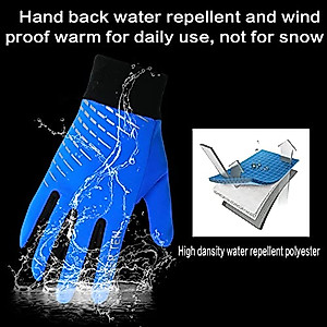 FINGER TEN Kids Winter Gloves Waterproof with Free Neck Warmer Boys Girls Touchscreen for Cold Weather Outdoor Sports (Blue, Large)