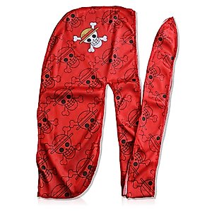 CROWN Art Silky Design Durag - Silky 360 Wave Du Rag with Long Tails and Quadruple Stitching - Smooth Silk Fabric for Comfort and Compression (Red OP)
