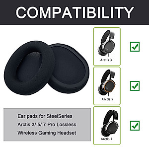 Earpads for SteelSeries Arctis 7 5 3 Replacement Ear Cushion Pads with Protein Leather and Memory Foam for SteelSeries Arctis 7 5 3 Gaming Headphones, A Pair, Black