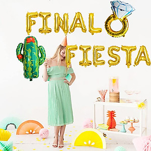 KUNGOON Final Fiesta Bachelorette Party Decorations,Mexican Fiesta Theme Bridal Shower/Baby Shower/Wedding/Birthday Party Decorations Set.(Gold)