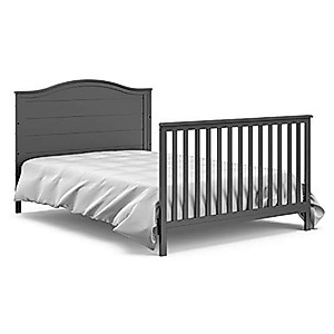Storkcraft Moss 5-in-1 Convertible Crib with Drawer (Gray) – GREENGUARD Gold Certified, Crib with Drawer Combo, Includes Full-Size Nursery Storage Drawer, Converts to Toddler Bed and Full-Size Bed