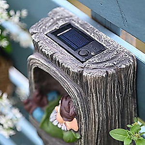 OwMell Garen Gnome Tree Hugger, Outdoor Gnome Statue Figurine with Solar LED Lights, Tree Huggers Decoration for Patio Yard Lawn Garden Ornament 6"