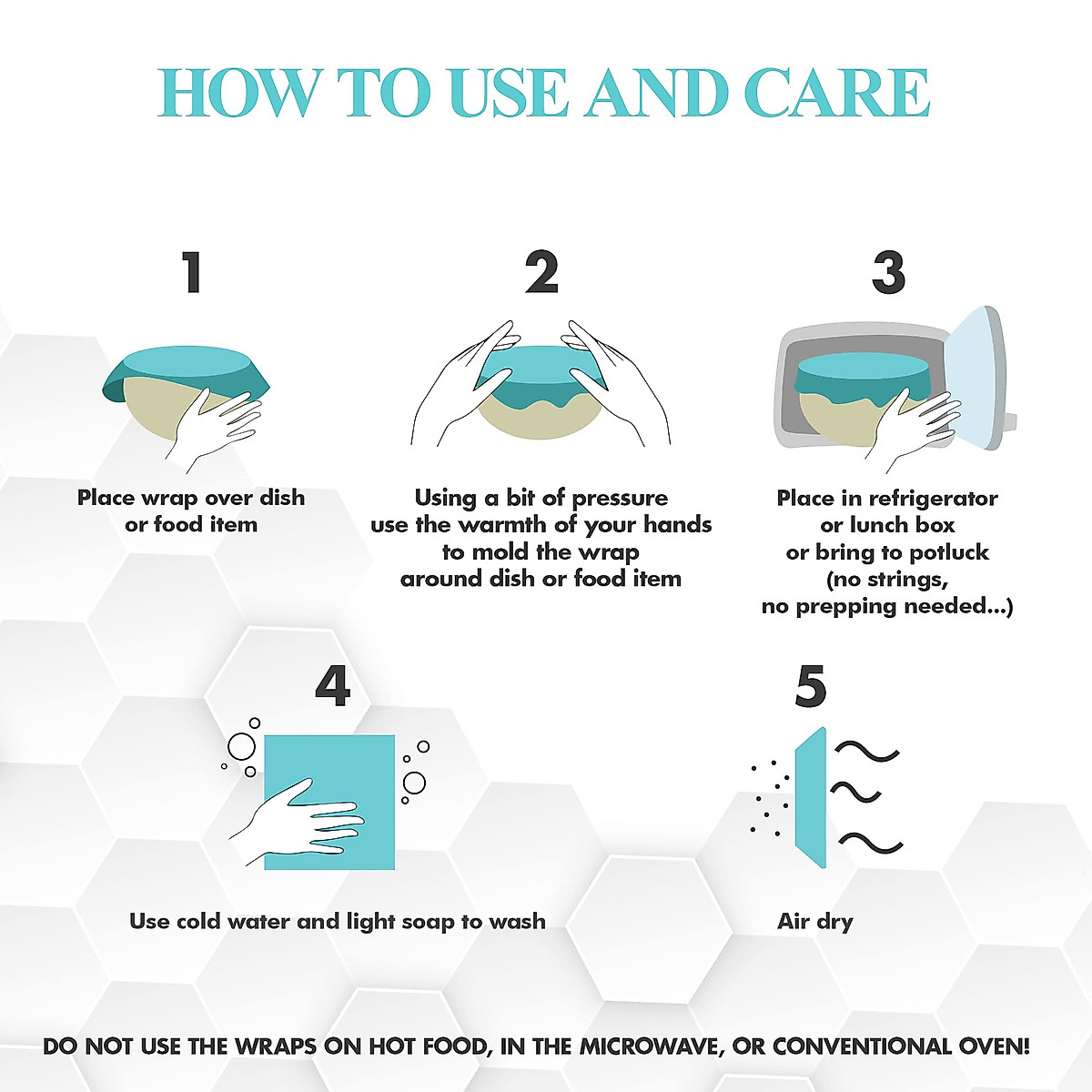 Meli Wraps - 3-Pack Reusable Beeswax Wraps for Food, Eco-Conscious Food Storage, Small, Medium and Large Food Wrap, Shark