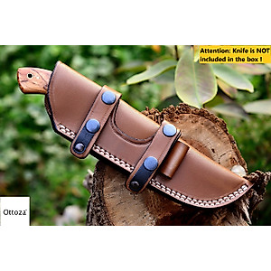 Ottoza TOP GRAIN Leather Knife Sheaths for Fixed Blade Knives, LEFT HAND Leather Knife Sheath for Belt, Leather Knife Holster Belt Knife Holder, Horizontal Knife Sheath for Belt No:102